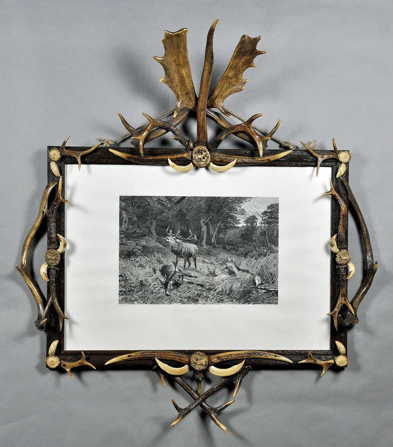 Large Black Forest Antler Picture Frame 1870 at 1stDibs | antler frame ...