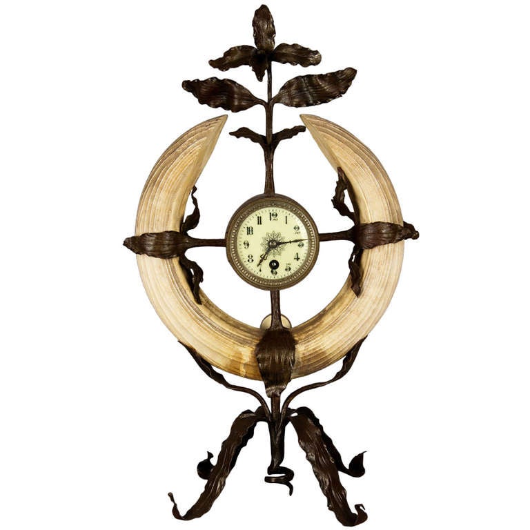 Antique Hippopotamus Tusk Clock Ca. 1900 at 1stDibs
