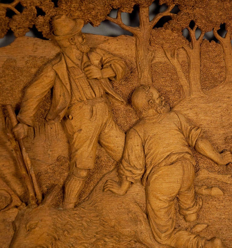 Pair of Fine Carved Wood Hunting Wall Plaques circa 1910 at 1stDibs
