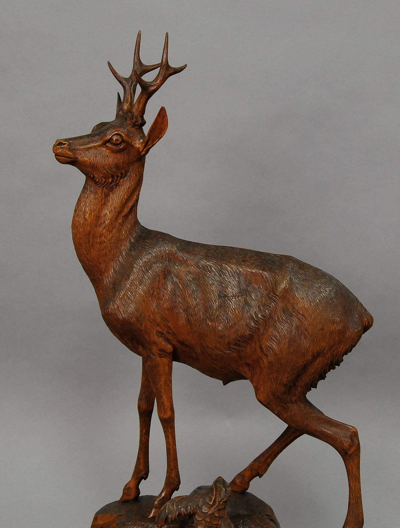 detailed carved wood deer statue, swiss brienz ca. 1900 at 1stDibs ...