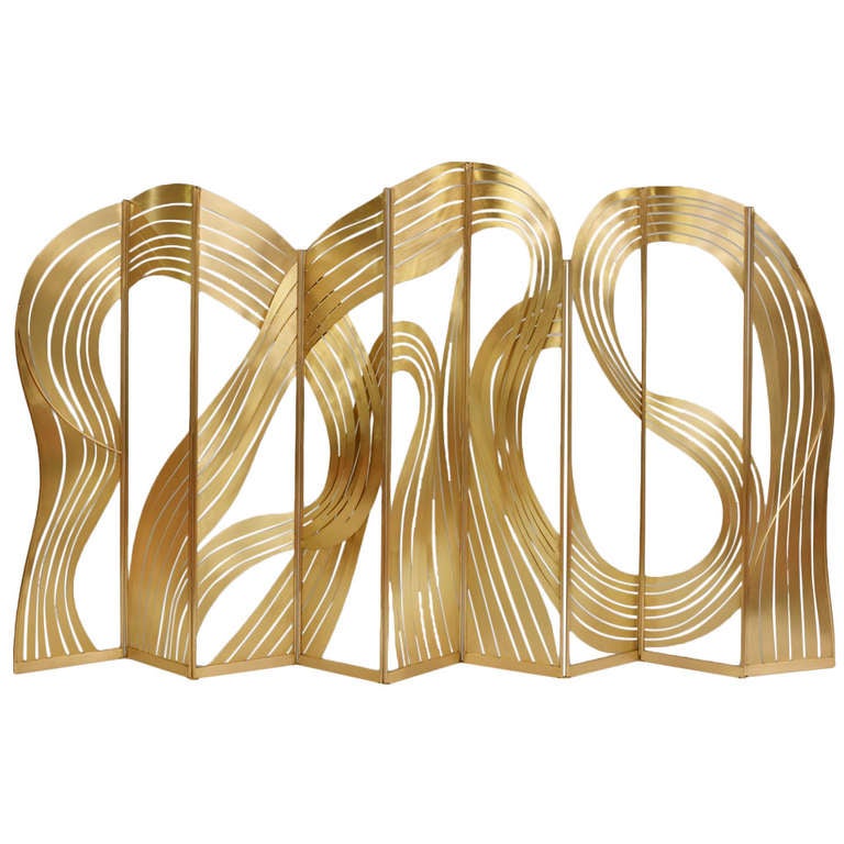 'Calligraphy' Brass Paravent by Taher Chemirik at 1stDibs