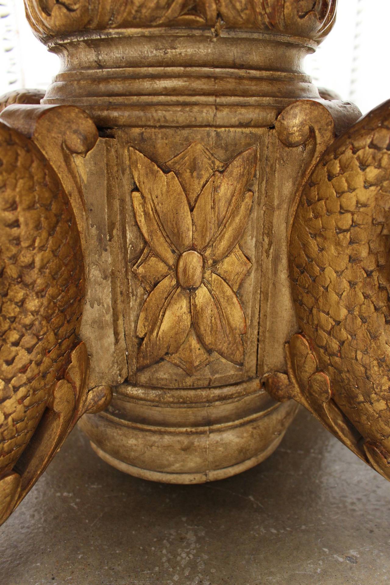 French Carved Wood Oval Table with Dauphin Legs in a Painted Finish For ...