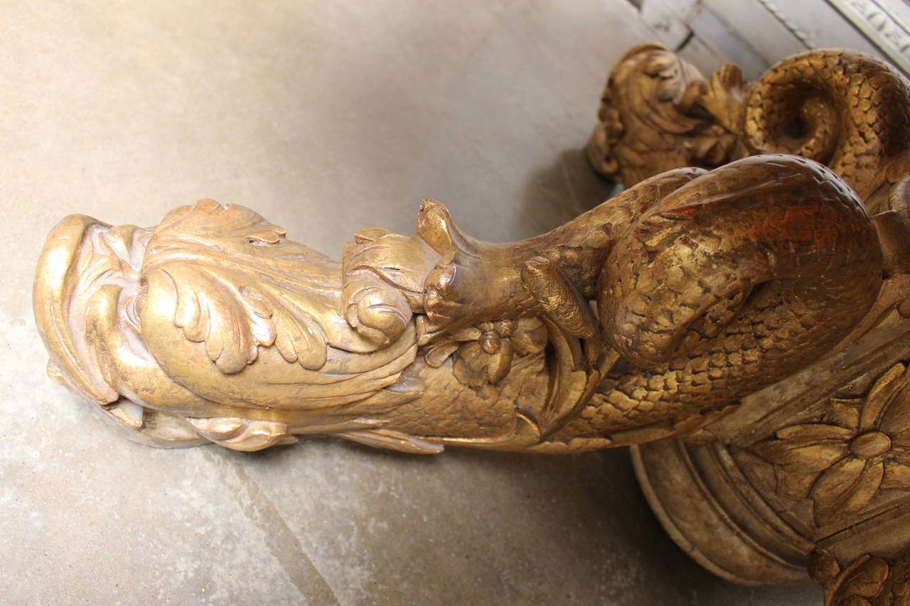 French Carved Wood Oval Table with Dauphin Legs in a Painted Finish For ...