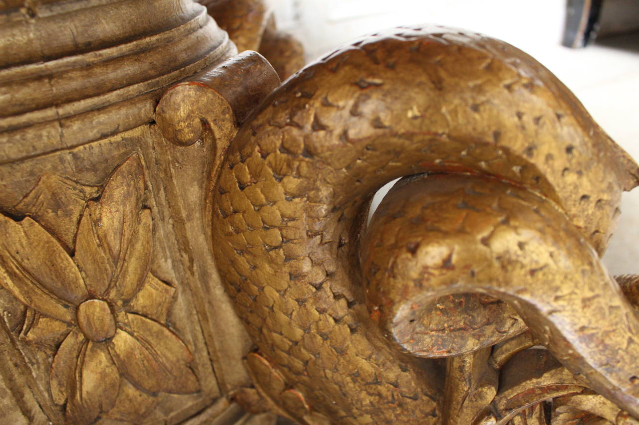 French Carved Wood Oval Table with Dauphin Legs in a Painted Finish For ...