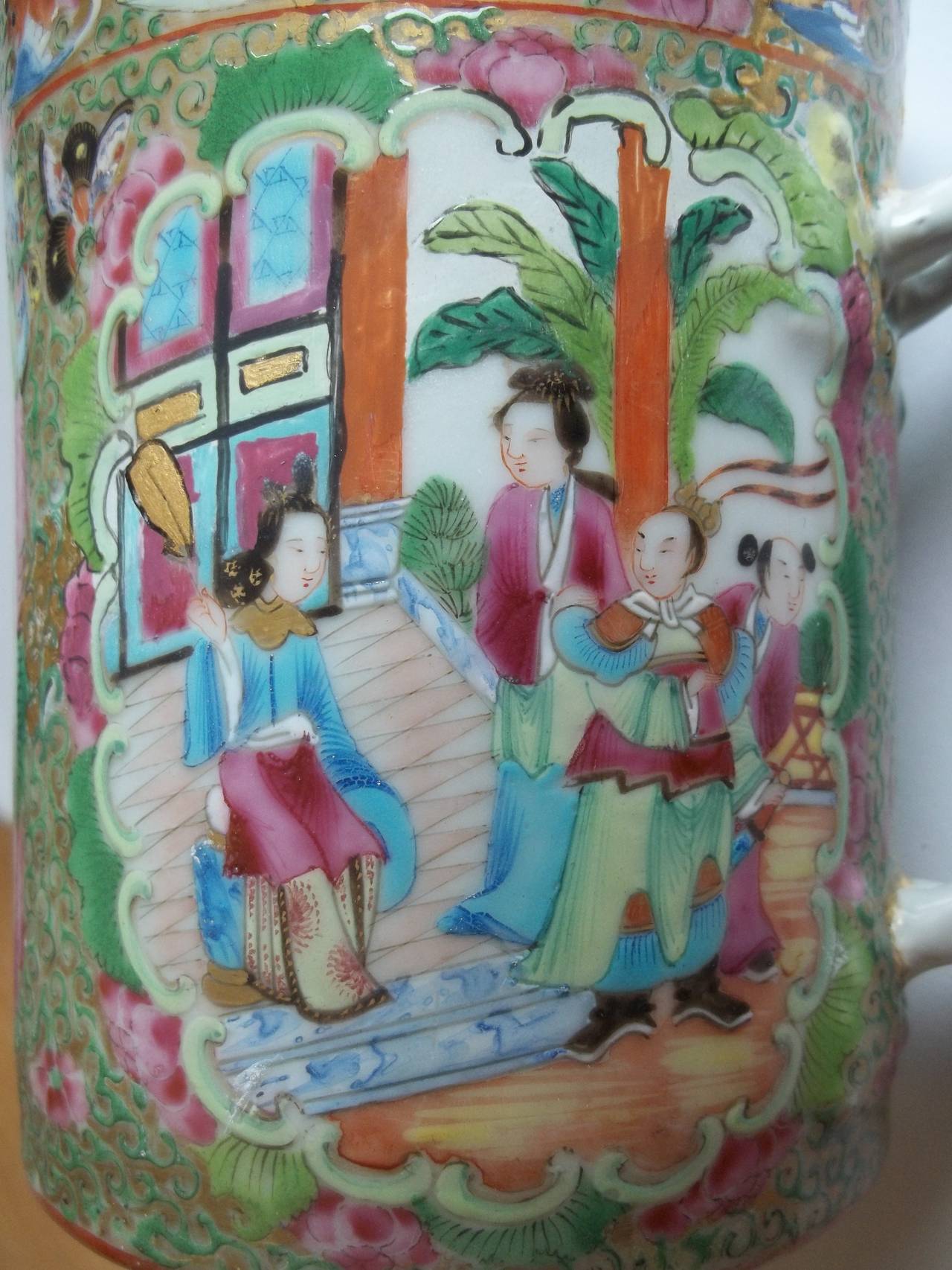 Large Chinese Porcelain Mug with Rose Medallion Decor, Qing 19th ...