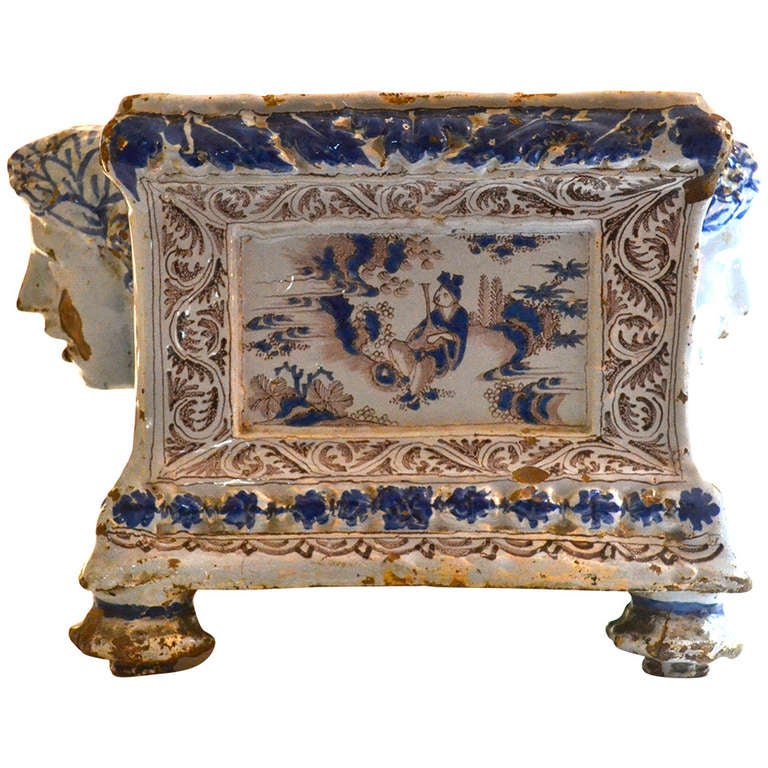 18th Century Dutch Delft Stove Bottom For Sale at 1stDibs