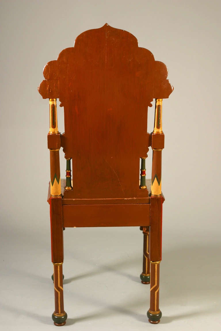 19th Century Rare Set of 6 Decorated Orientalist Chairs For Sale at 1stDibs