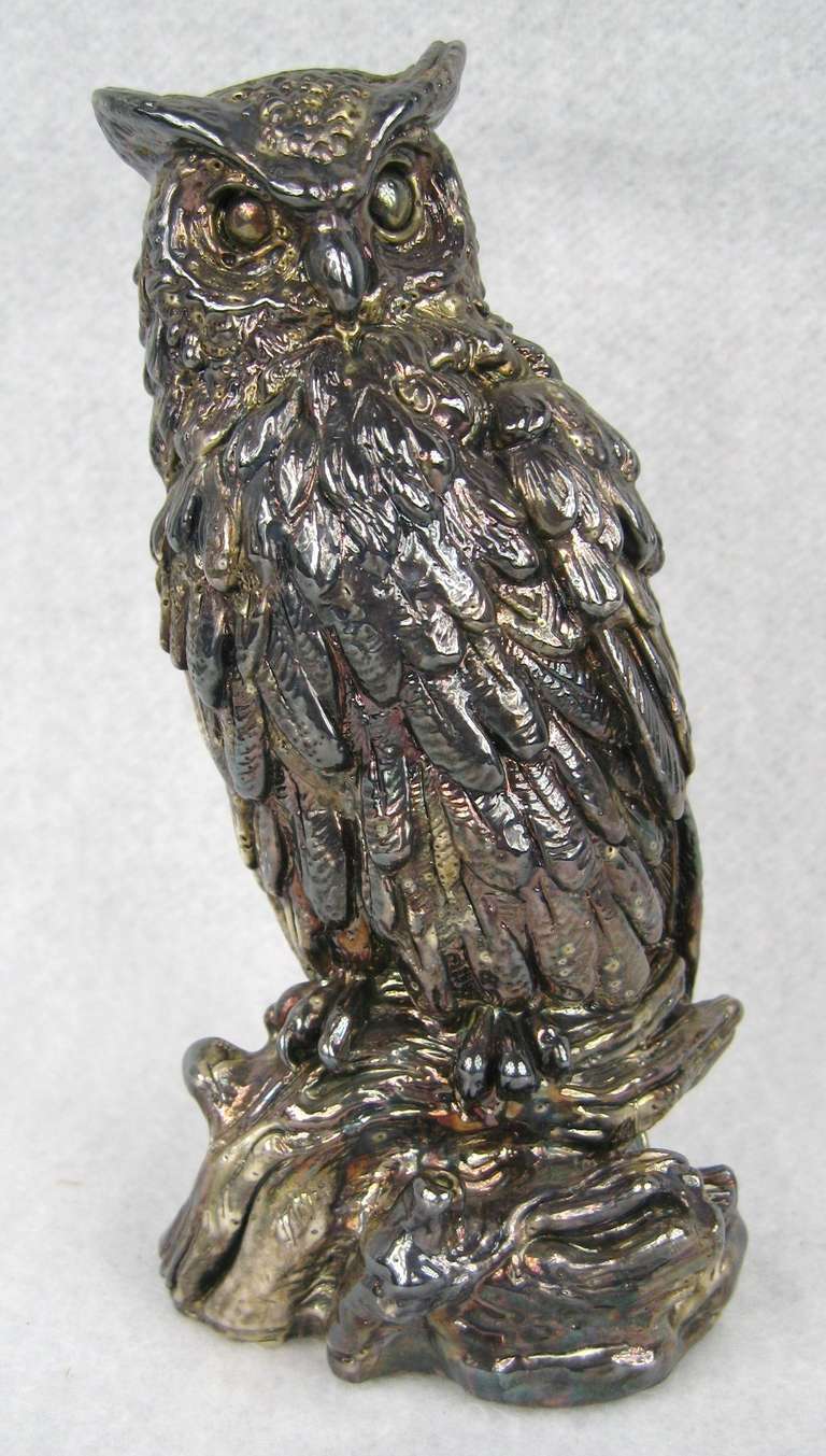 Highly Detailed Sterling Silver Owl at 1stDibs