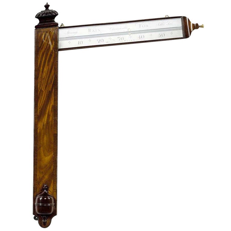 A Rare English Mahogany Angle Barometer, Whitehurst Derby, Dated 1772 ...