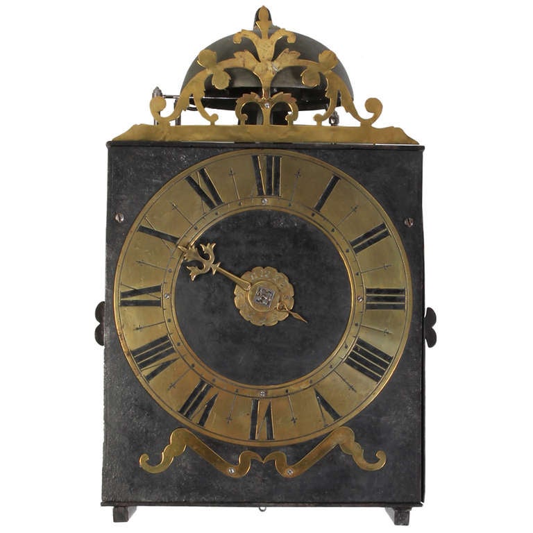 An Early French Provincial Iron and Brass Morbier Wall Clock circa 1735 ...