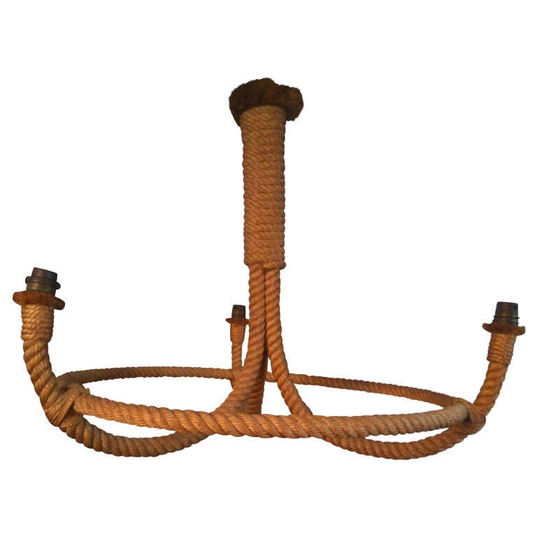 Audoux Minet Three Light Rope Chandelier - France, 1960's - Ipso Facto ...