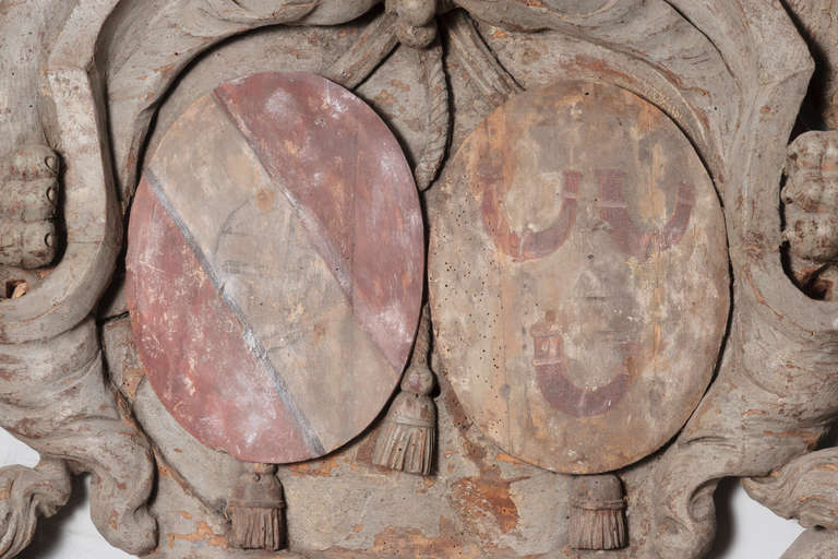 Early 18th Century Dutch Wood Carving of Pair of Lions with Coat of ...