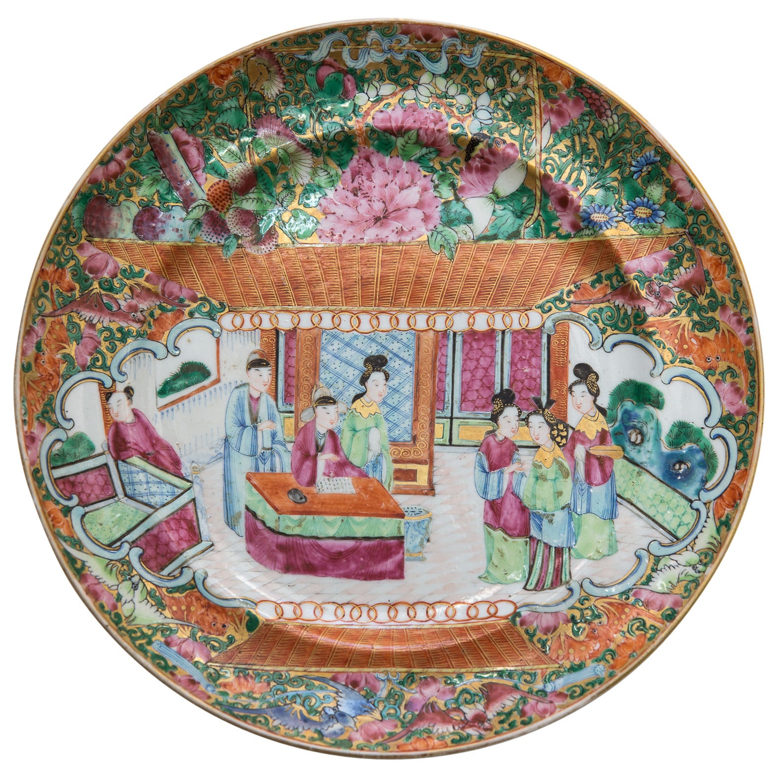 Fine Chinese Export Canton Porcelain Plate at 1stDibs