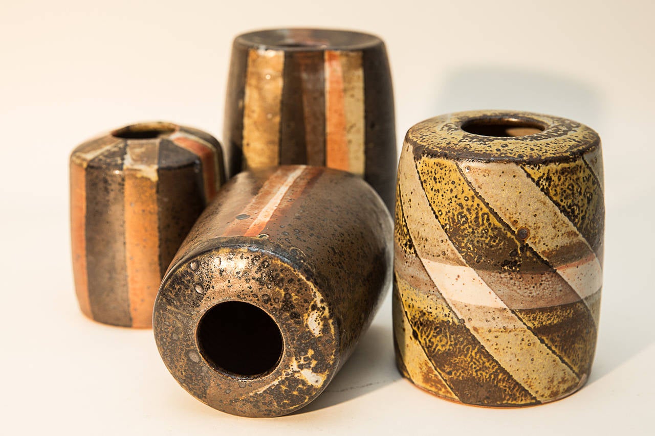 Four Studio Pottery Vases by Krause Clive and Helga at 1stDibs
