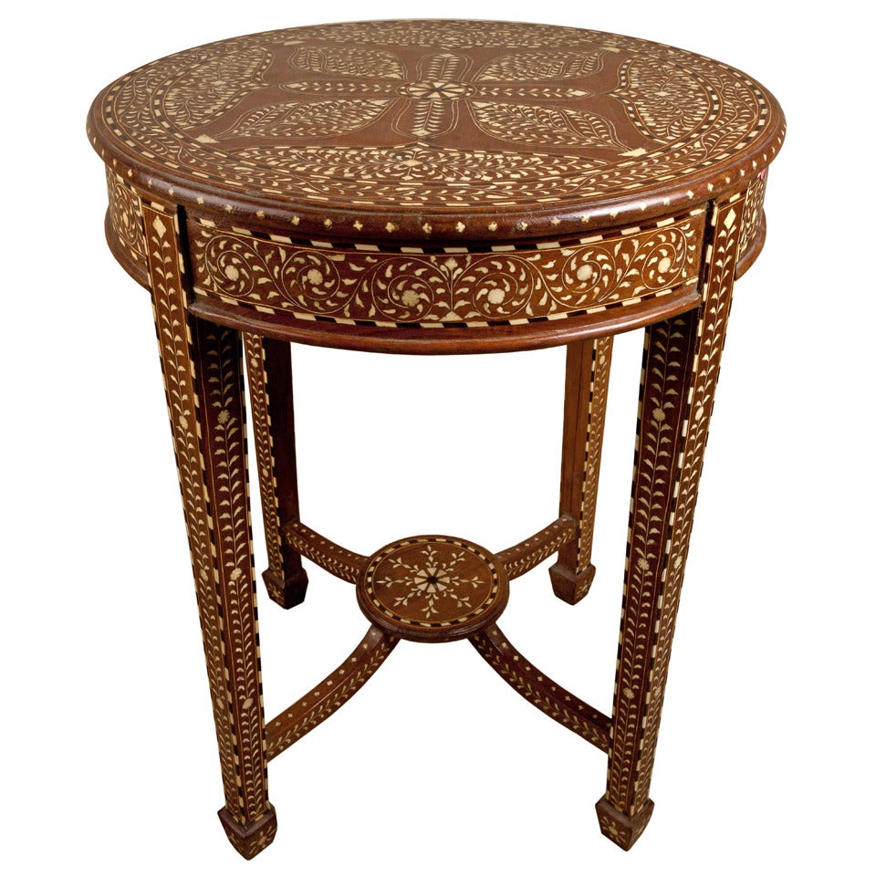 Teak Inlay Table, India C. 1940 at 1stDibs