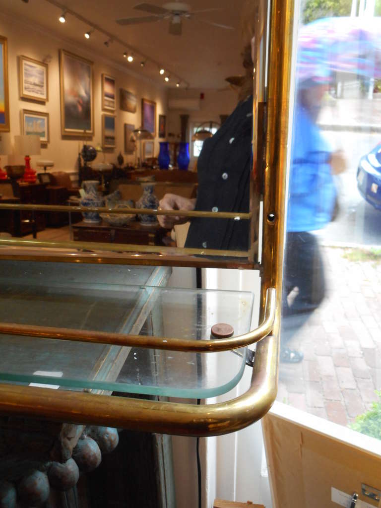 Mid-Century Ship's Stateroom Brass Mirror with Shelf at 1stDibs | brass ...