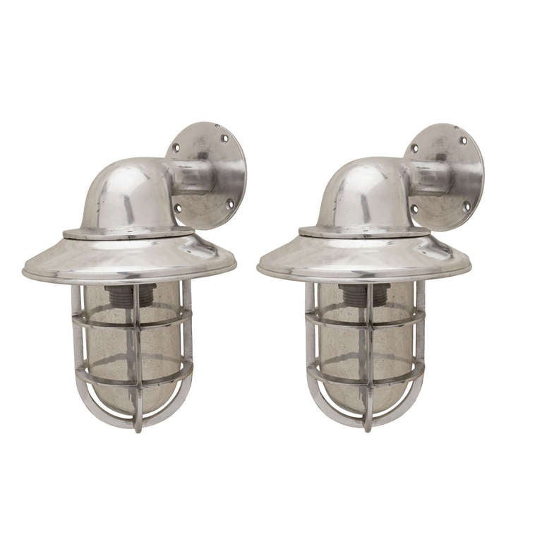 Pair of Chrome Nautical Passageway Lights, Midcentury at 1stDibs