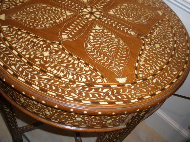 Teak Inlay Table, India C. 1940 at 1stDibs