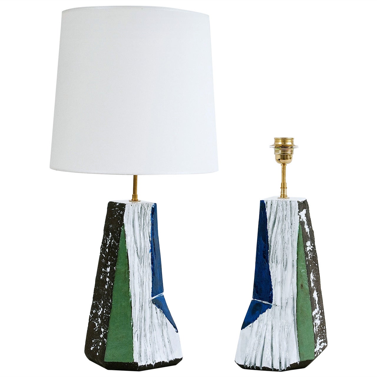 Large Sculptural Pair of Ceramic Lamp Bases by Salvatore Parisi at 1stDibs