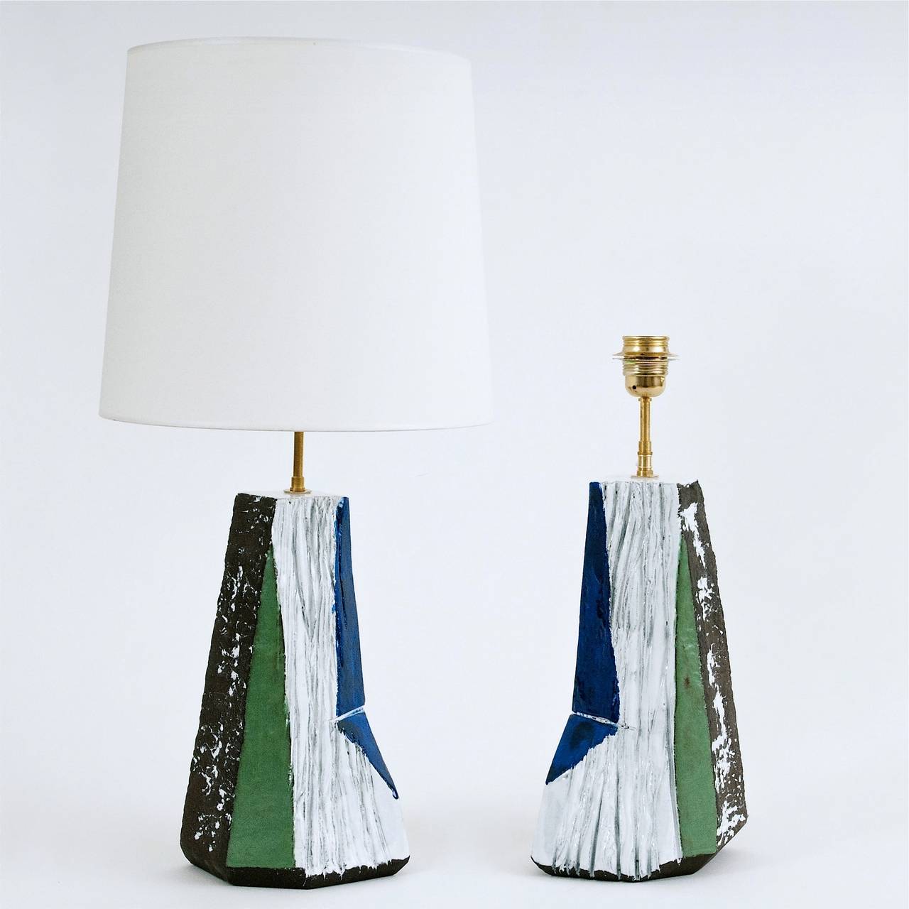 Large Sculptural Pair of Ceramic Lamp Bases by Salvatore Parisi at 1stDibs