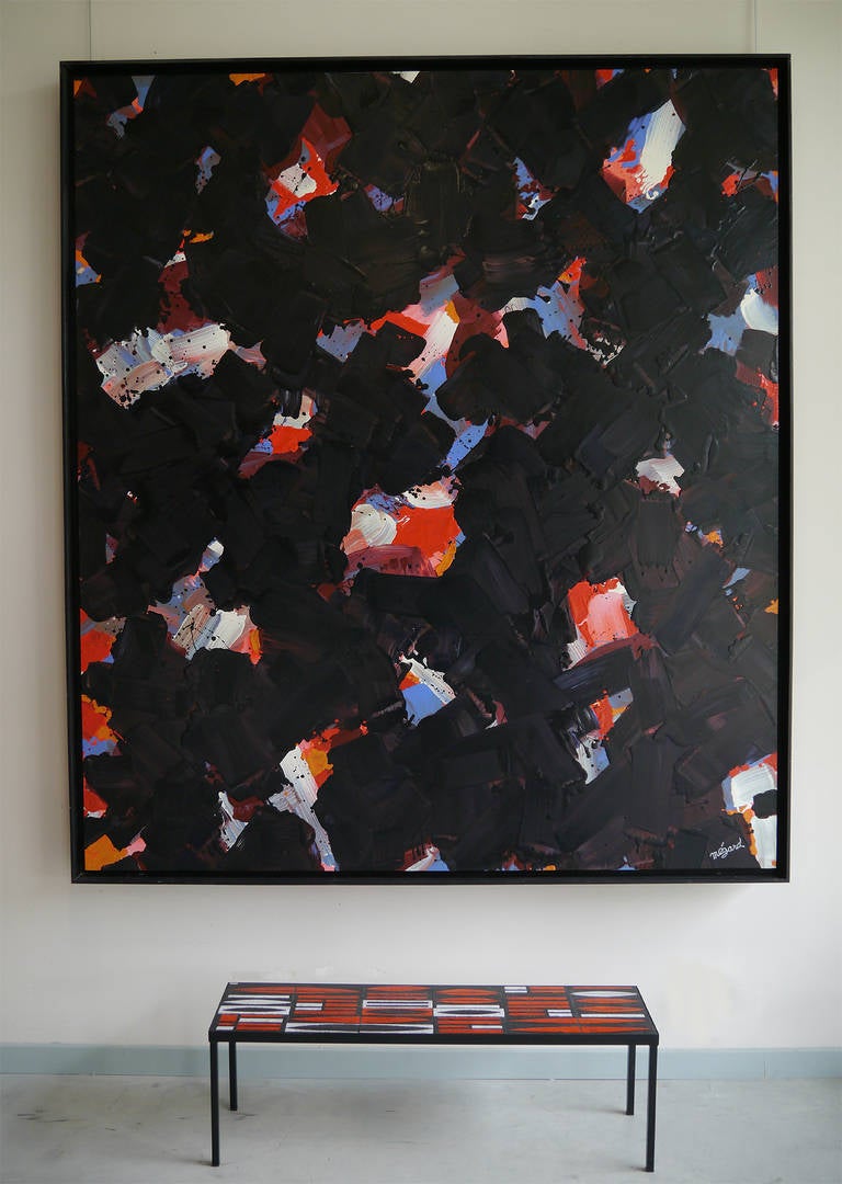 Large 1980s Abstract Painting by Jean Megard For Sale at 1stDibs