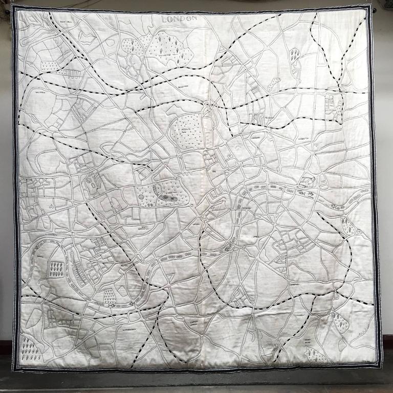 Ekta Kaul - Customisable embroidered textile map: London at 1stDibs