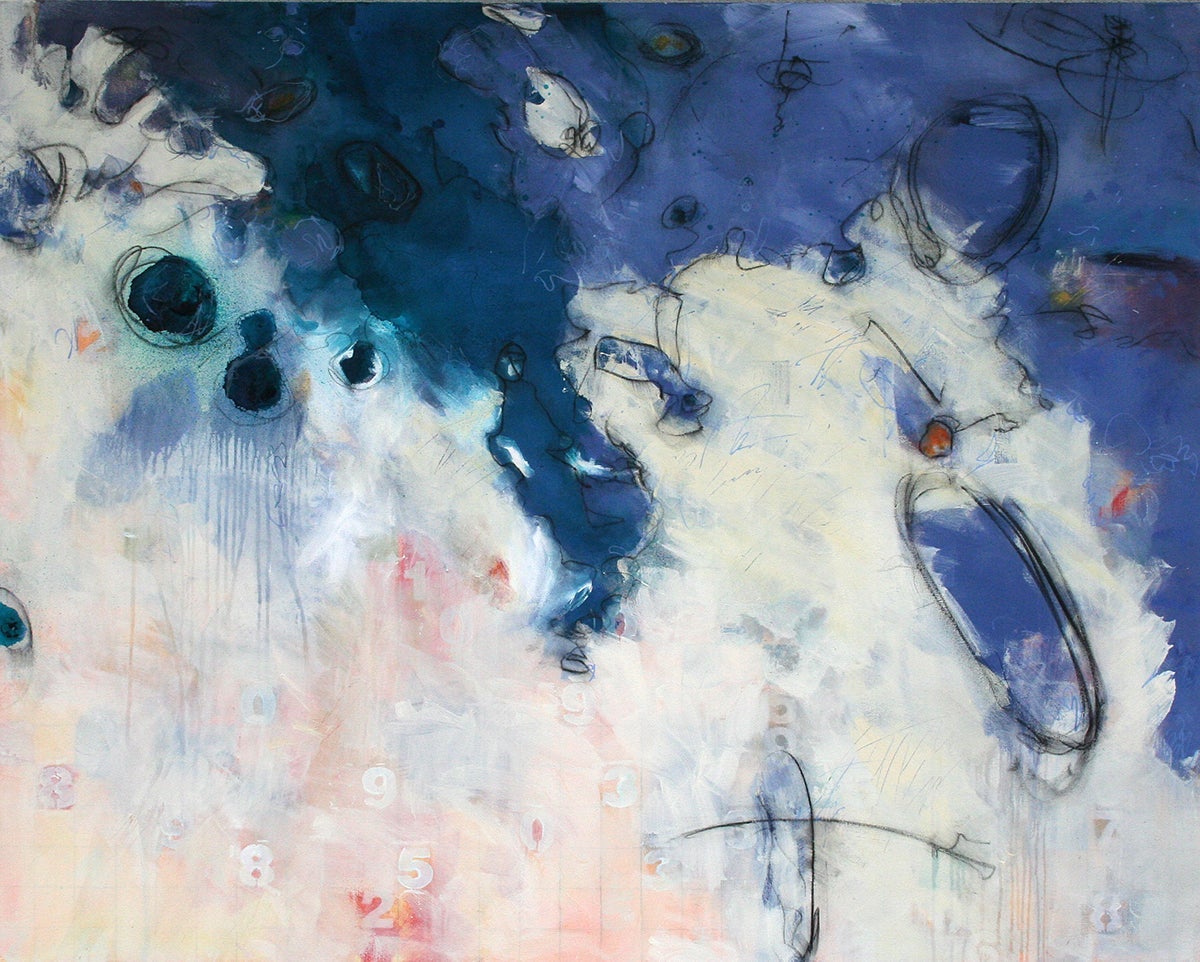 Jane Burton - Jewel Tones Yellow Green Blue Pink Large Floral Abstract ...