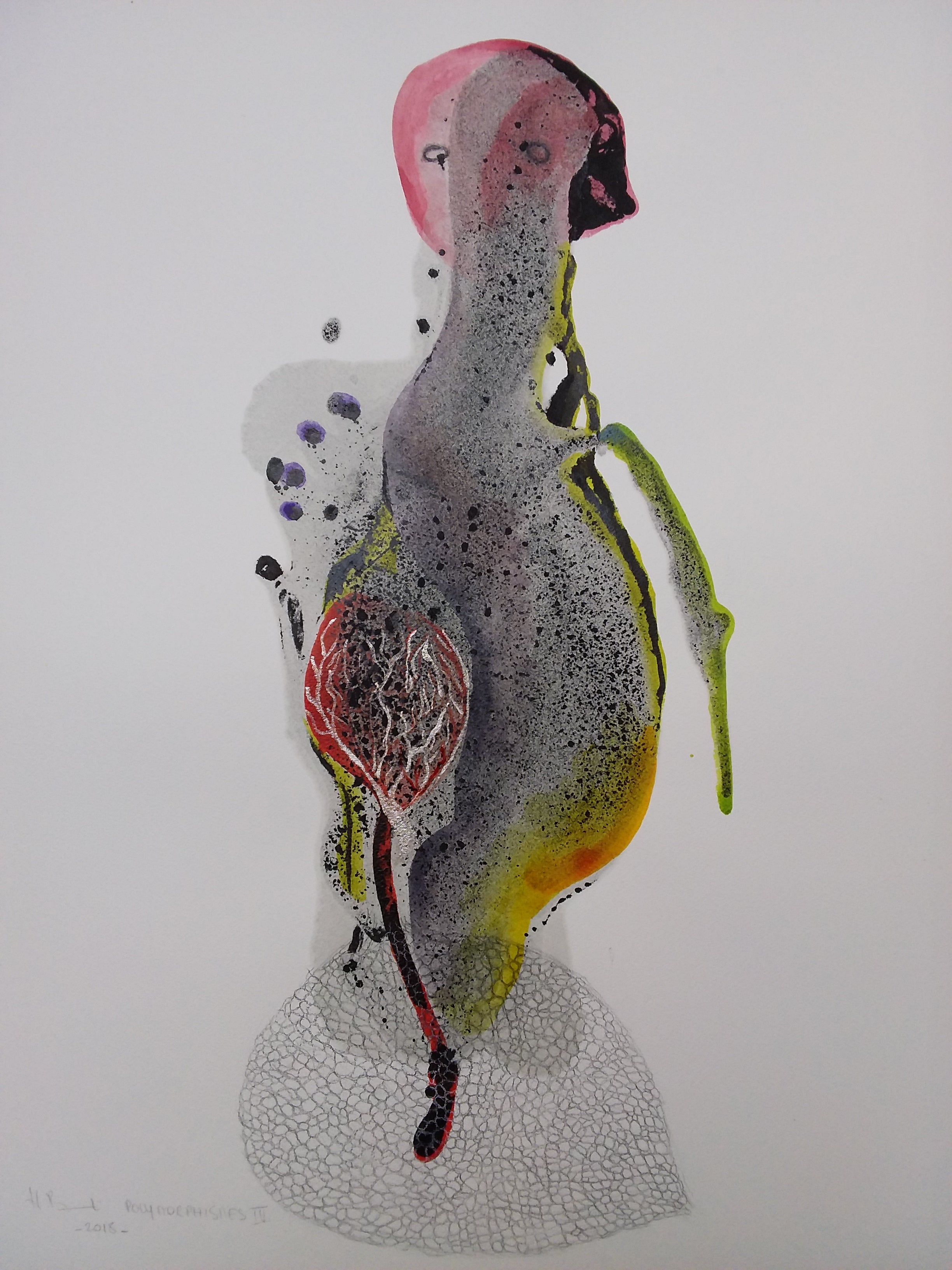 Marc Baseman - Standing figure, 1992 Ballpoint Ink Drawing on an ...