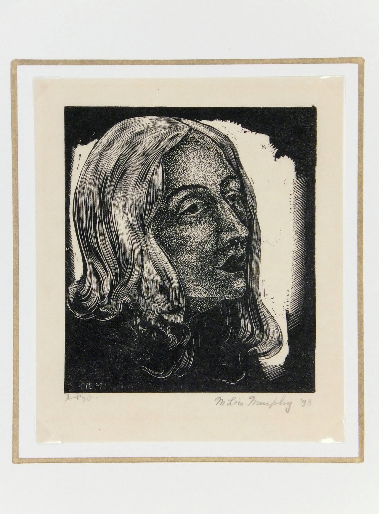 Minnie Lois Murphy - American WPA Era Woodcut Portrait at 1stDibs