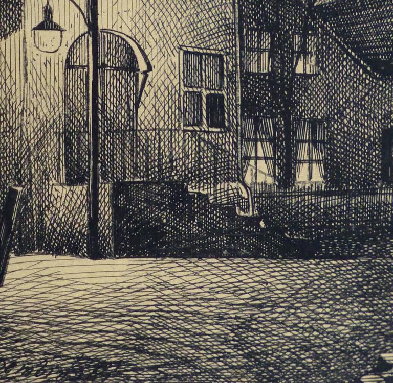 Johann Fucink - Vintage Pen and Ink Drawing - Evening Commence at ...