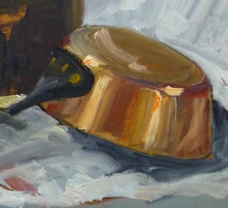Raymond Bailly - Vintage Oil Still Life - Copper Pot and Artichokes For ...