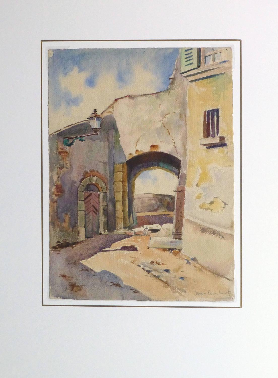 Jean Lambert - Vintage French Watercolor Painting - Village de Provence ...