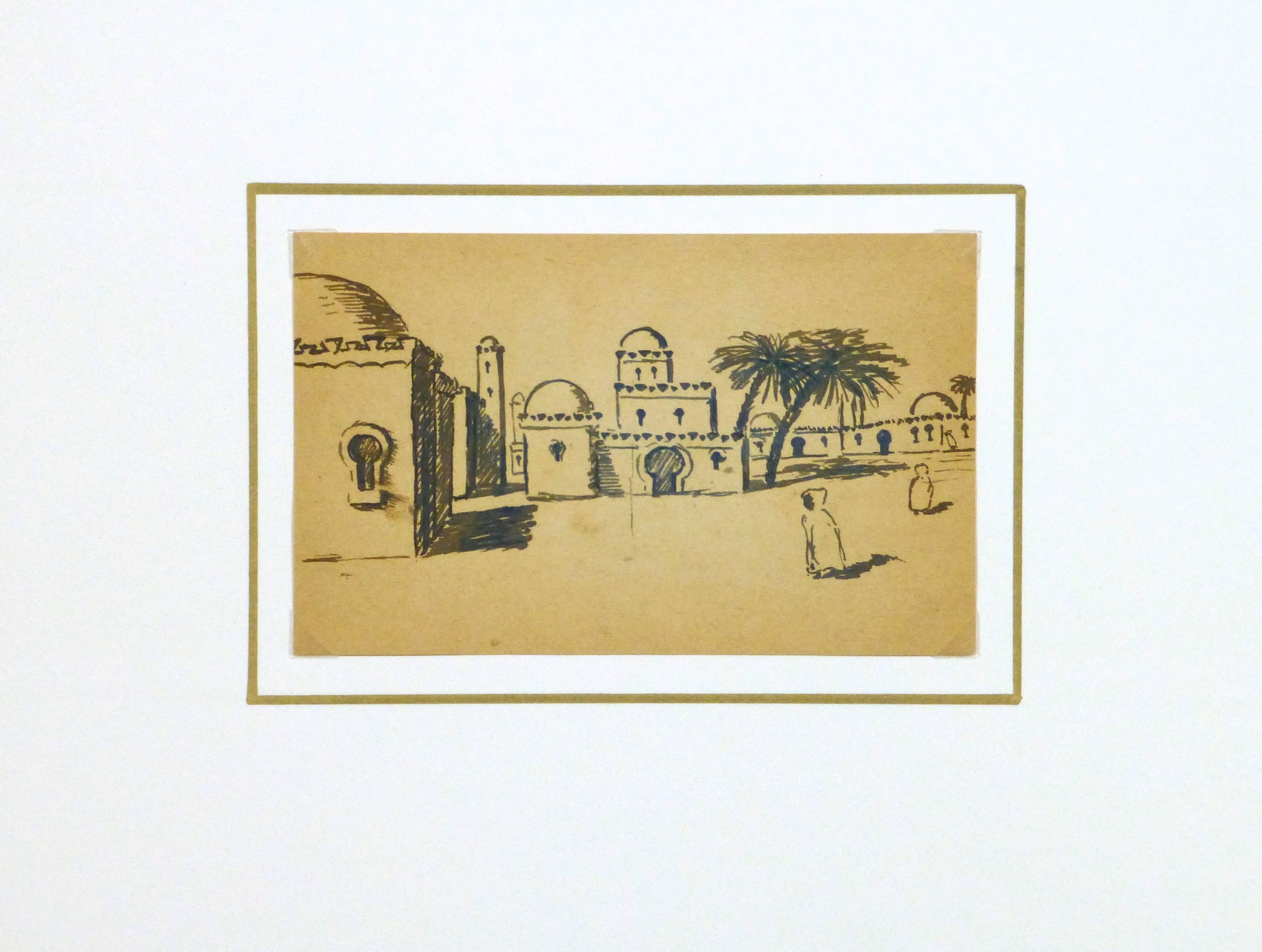 Emile Cravoisier - Antique French Pen and Ink Drawing - Algeria at ...