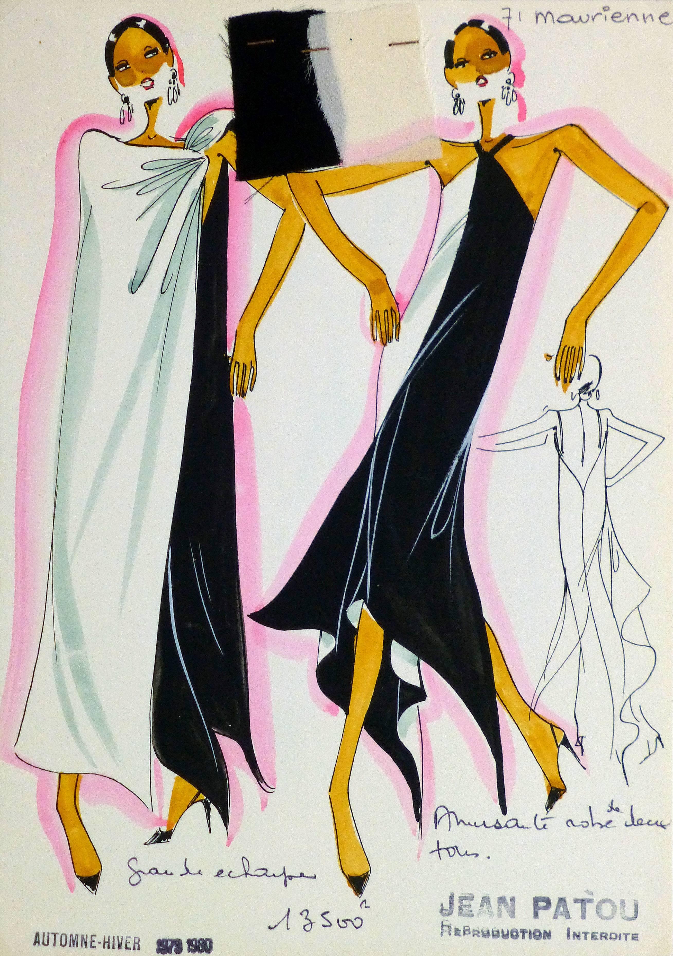 French Dress Sketches - 4 For Sale on 1stDibs | french fashion sketches ...