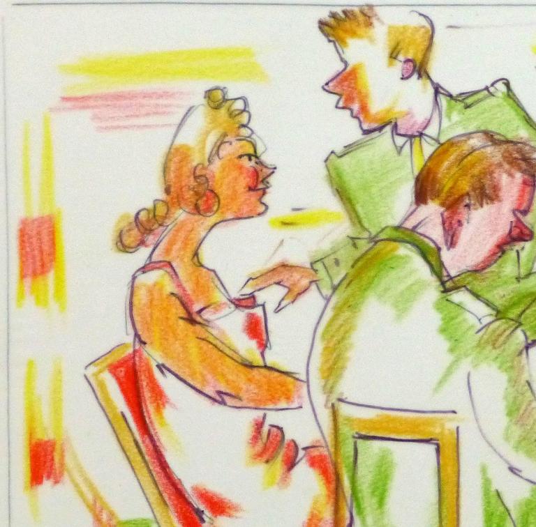 Unknown - Ink and Pencil Drawing - A Engrossing Evening For Sale at ...