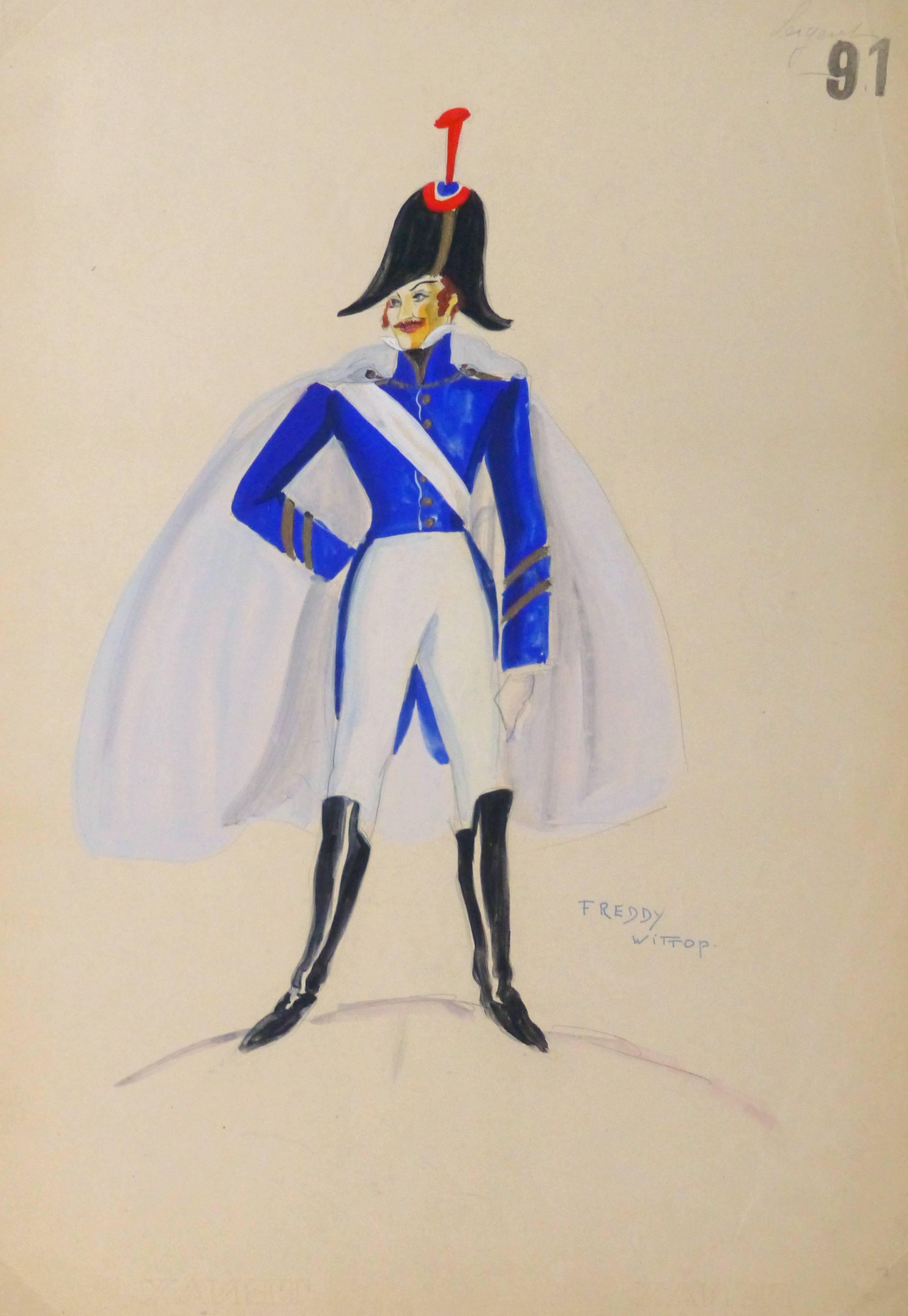 Freddy Wittop - French Theater Costume Drawing at 1stDibs | freddy drawing