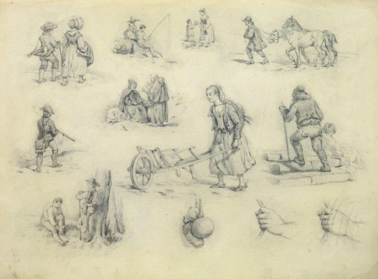Unknown - French Drawing - The Laborers For Sale at 1stDibs