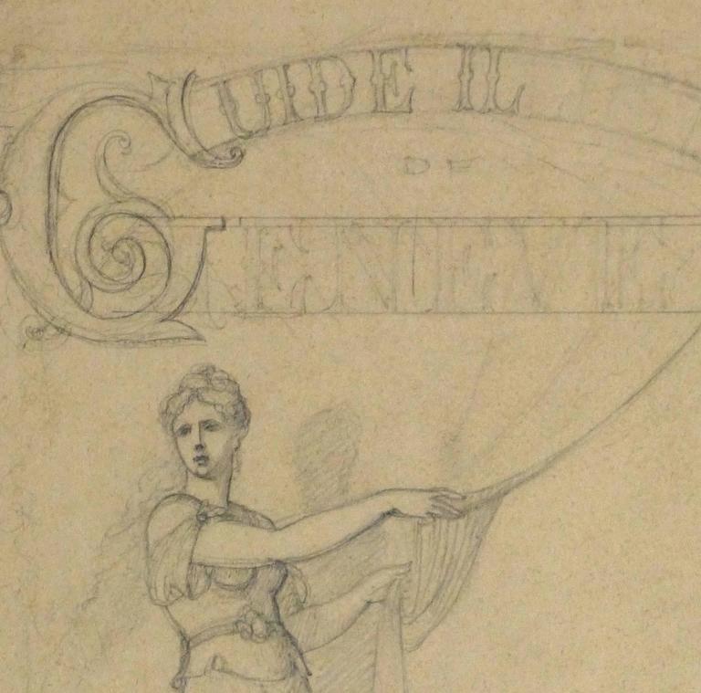 Unknown - French Pencil Drawing - Illustrated Guide of Geneva For Sale ...