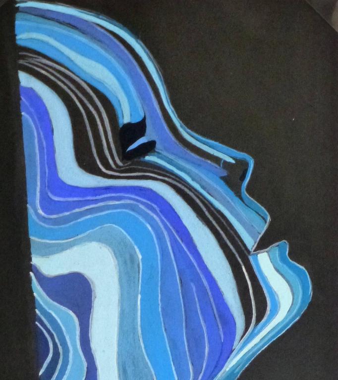 Unknown - French Abstract - Aqua Profile For Sale at 1stDibs