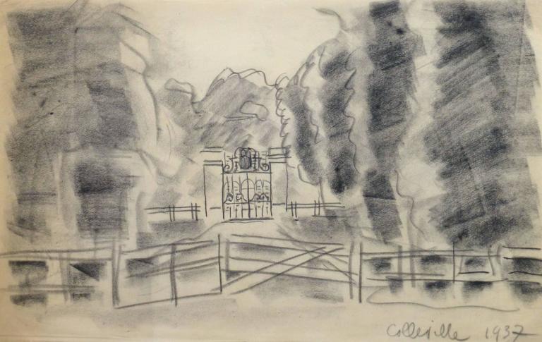 Maurice le Poitevin - French Charcoal - Colleville Gates at 1stDibs ...