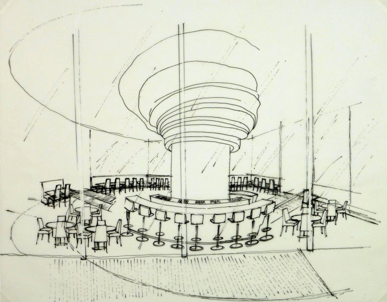 Unknown - Architectural Drawing of Bar For Sale at 1stDibs