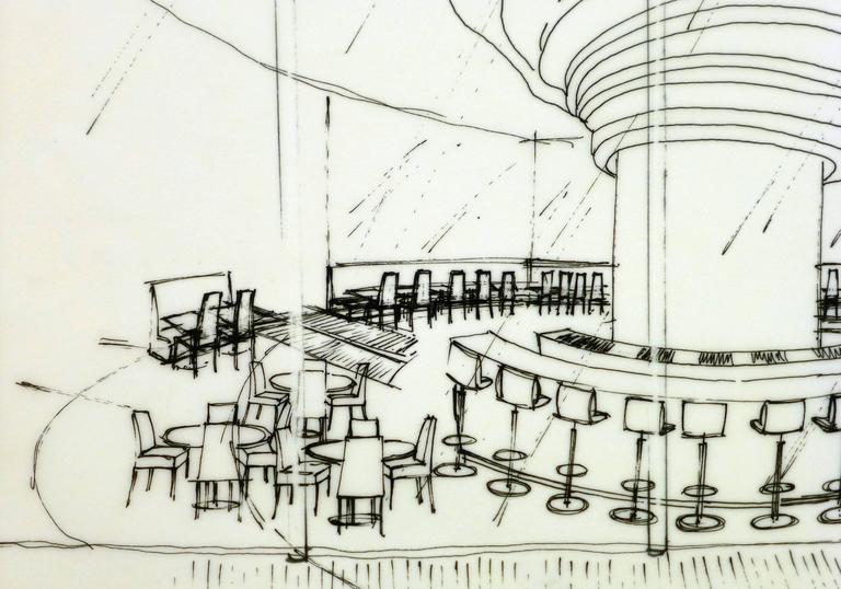 Unknown - Architectural Drawing of Bar For Sale at 1stDibs