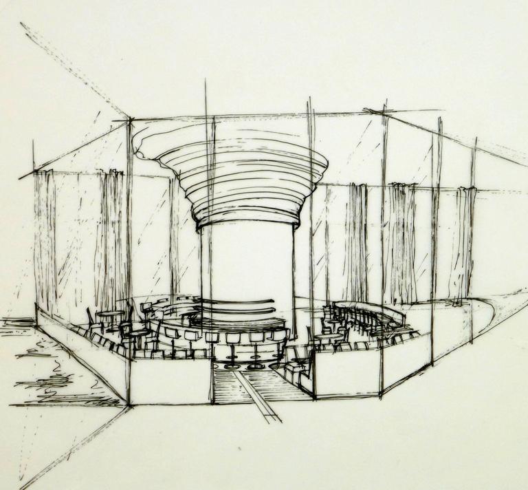 Unknown - Architectural Drawing of Bar For Sale at 1stdibs