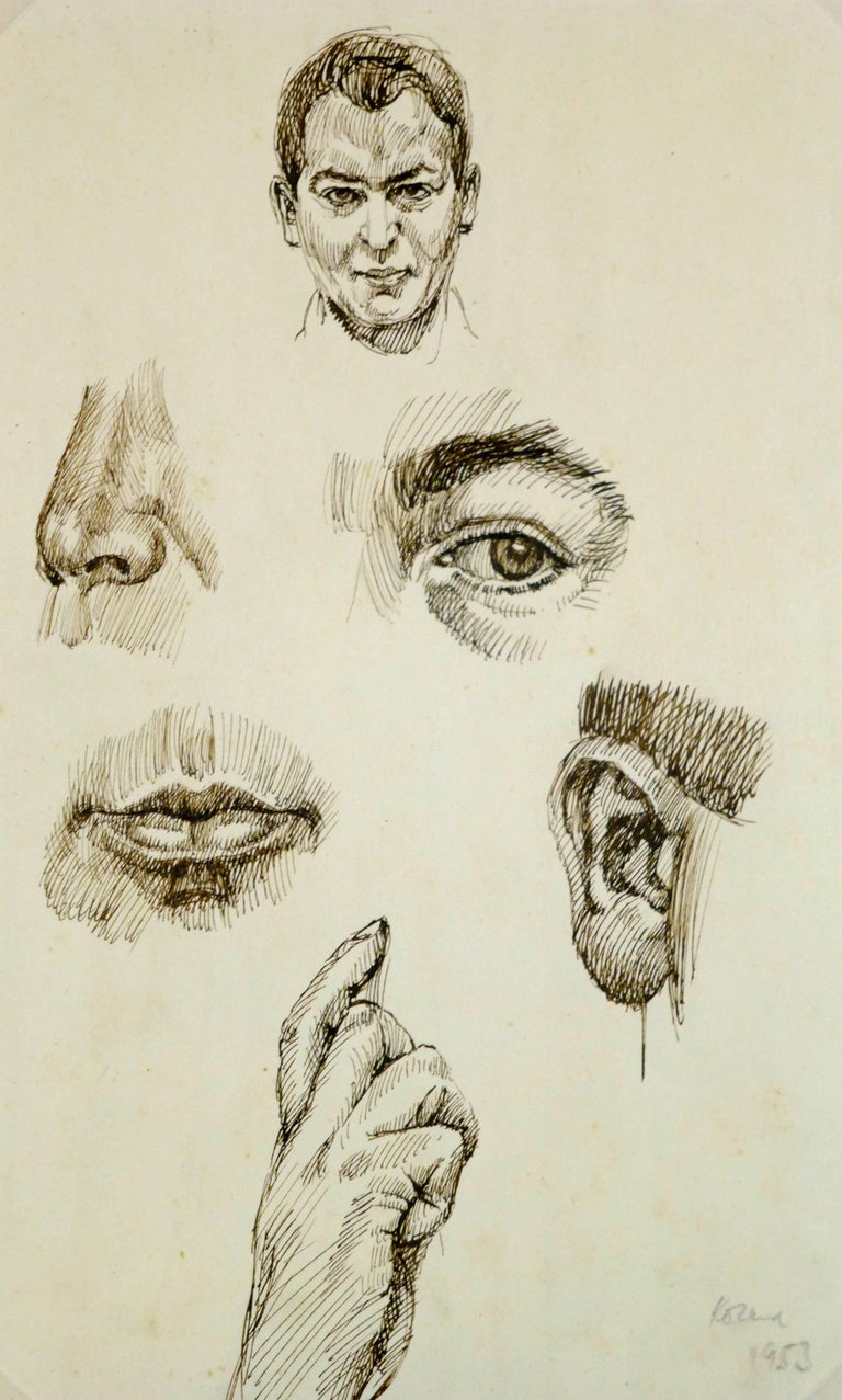 Unknown - Drawing of Facial Details For Sale at 1stDibs