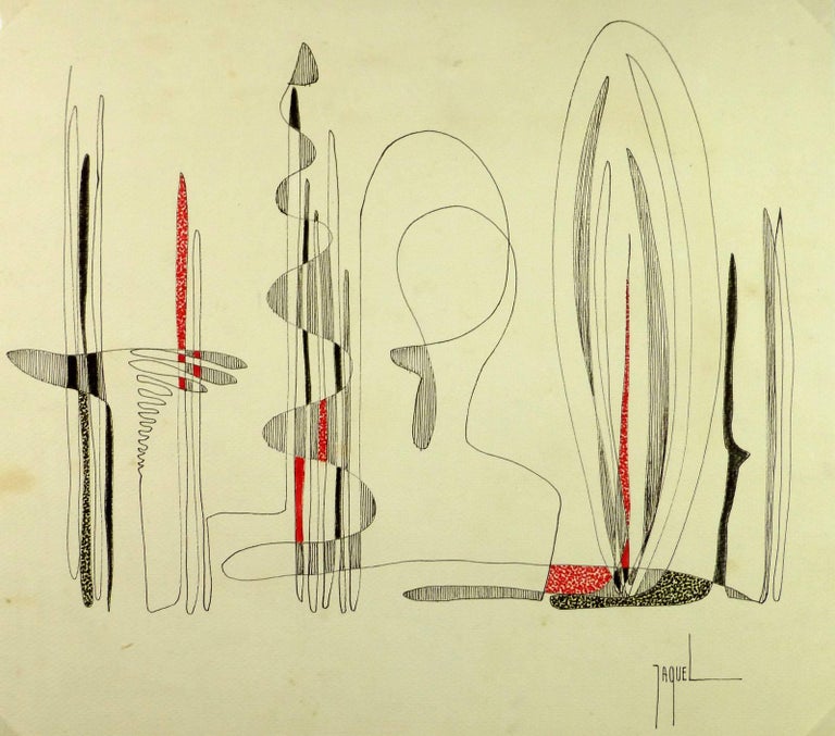 Unknown - Black and Red Line Abstract For Sale at 1stDibs
