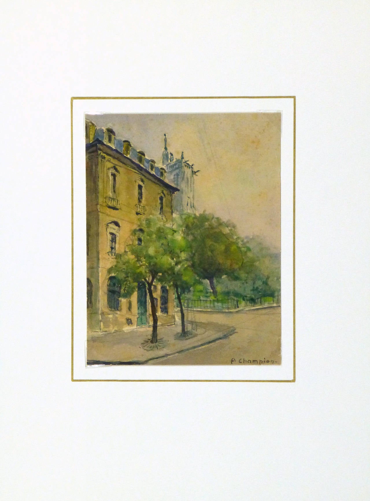 A. Champion - Vintage French watercolor Landscape - Paris Streets at ...