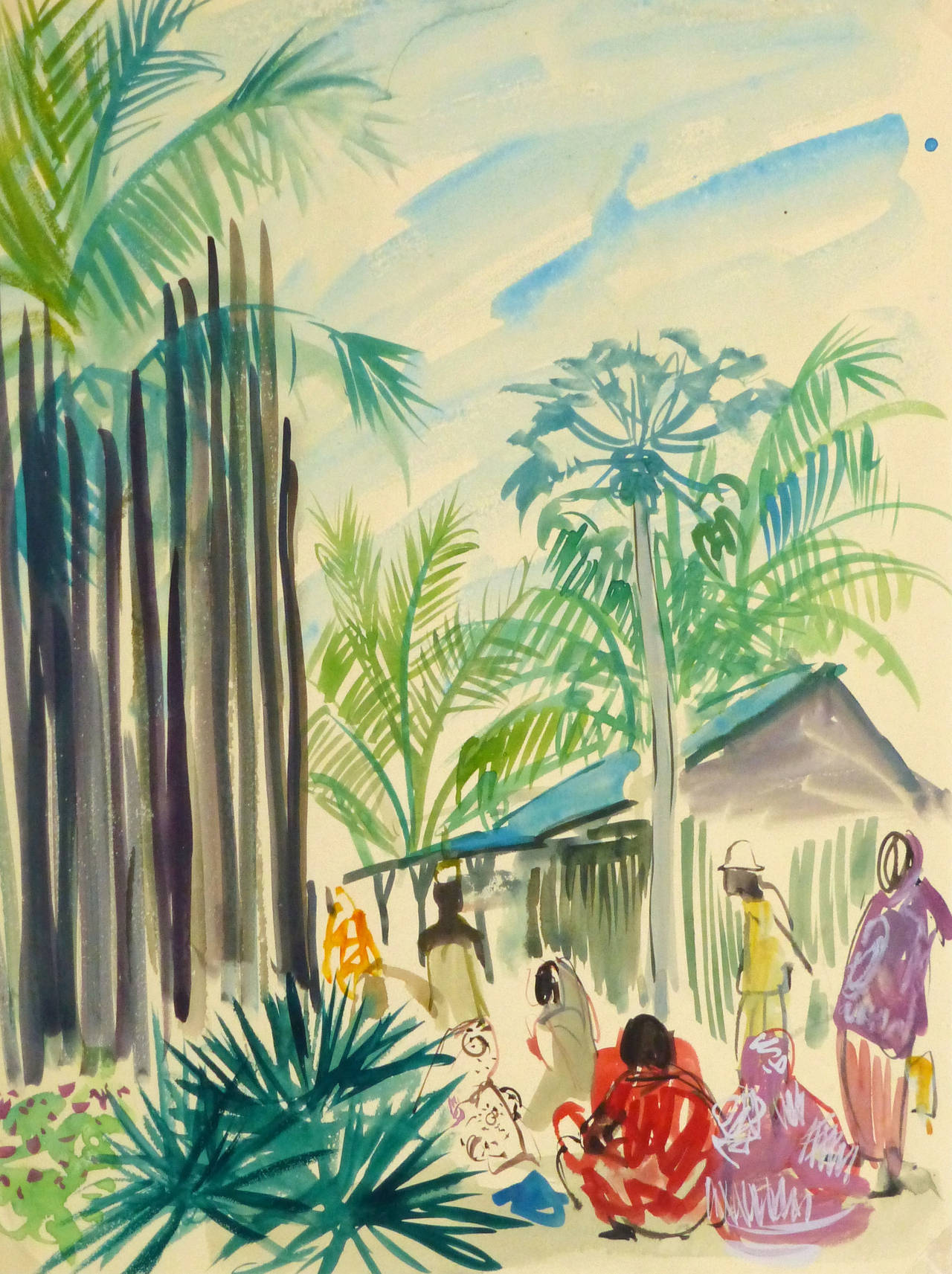 Stephane Magnard - Vintage French Watercolor Landscape - Madagascar ...