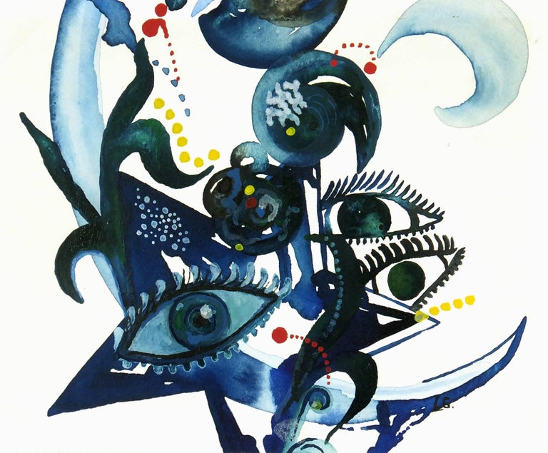 Unknown - Eyes in Blue Abstract For Sale at 1stDibs