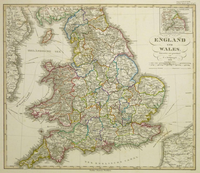 Unknown - Map of England and Wales, 1850 at 1stDibs