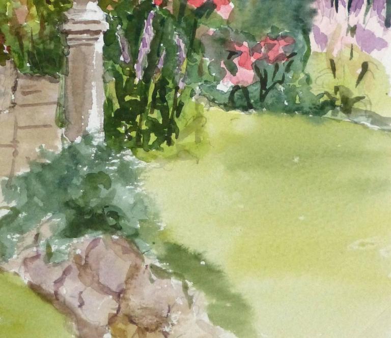 M. Powell - English Watercolor Landscape - Summer Garden at 1stDibs